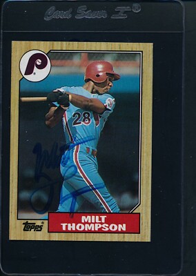1987 Topps #409 Milt Thompson Phillies Signed Auto *41787 | eBay