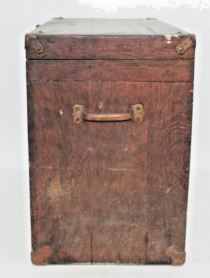 Vtg Antique 10x14x20" Machinist Wood Tool Chest Box CORBIN USA Lock ...