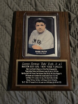 Card Plaque W/Name Plate Babe Ruth New York Yankees Seven Time WS Champ ...