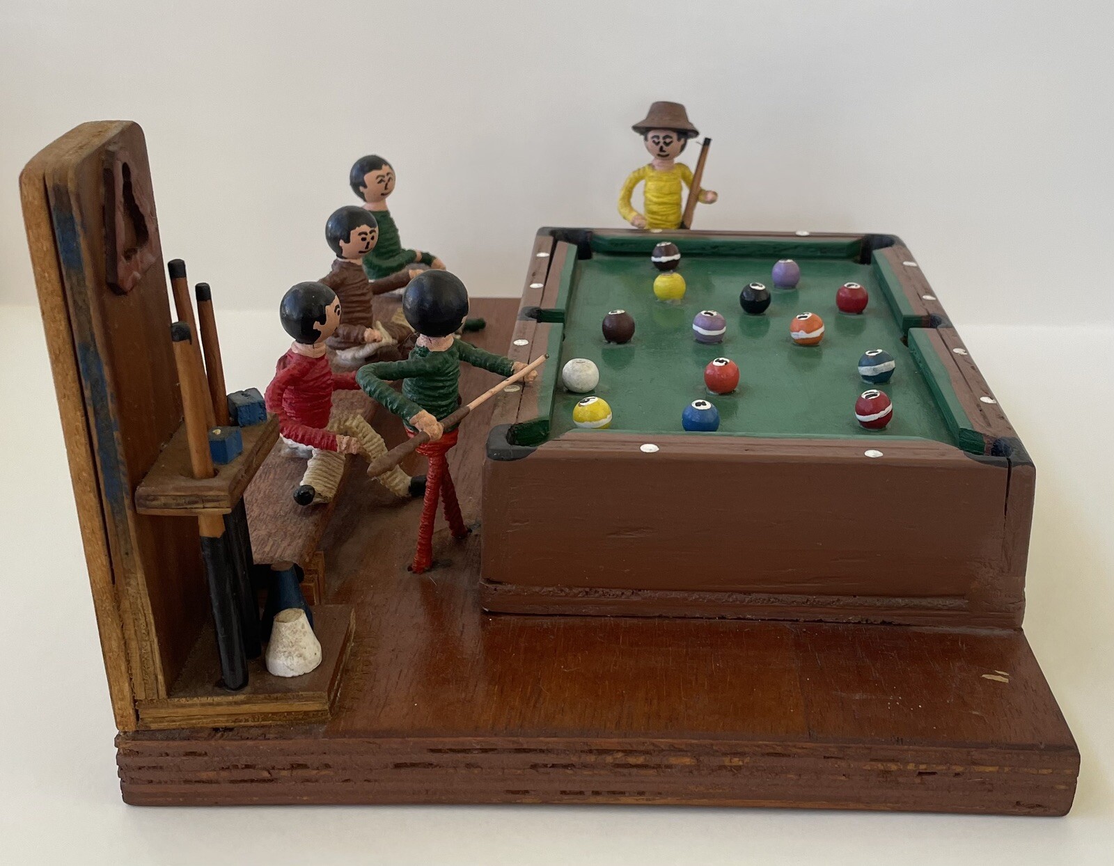 Angel Vieras Artisan Billiards Scene Folk Art Wood Handmade Diorama ...