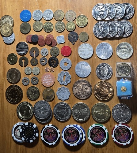Antique Vtg. Mix Lot of Tokens,1900s + Up,Trade,Game,Souvenir,Bridge ...