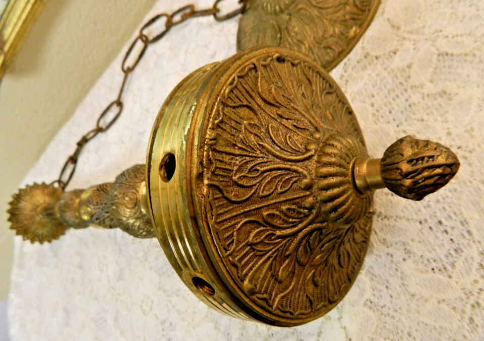 Vintage Brass Chandelier Ceiling Light Body Chain & Canopy Cover ...