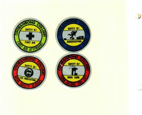 LOT OF 4 SAFETY AUSTRALIA COLLIERY COAL CO. COAL MINING STICKERS # 1104 ...