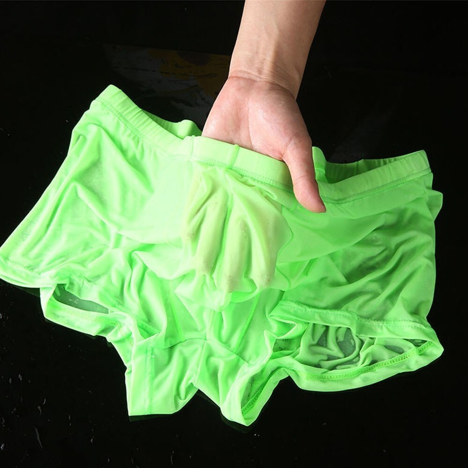 Mens Sexy Sheer See Through Boxer Briefs Underwear Mesh Shorts Trunks ...
