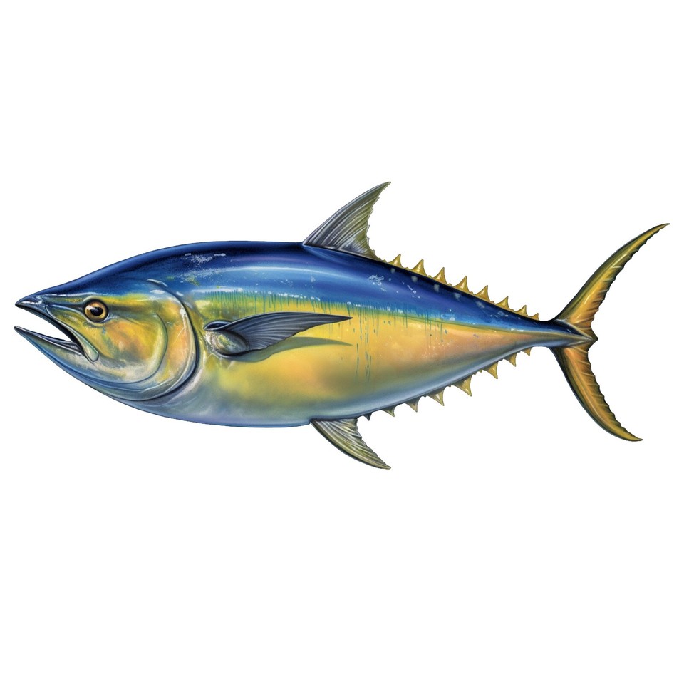 Yellowfin Tuna Sticker Yellow Tail Decal Fishing Boat Car Truck Camper ...