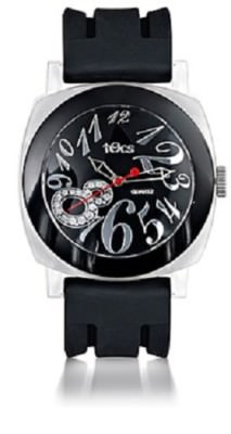 Tocs 40001 Black Rubber Strap Acrylic Case Black Dial Dress Watch | eBay