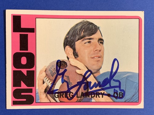 GREG LANDRY Signed 1972 Topps #174 Detroit Lions UMASS Minutemen ...