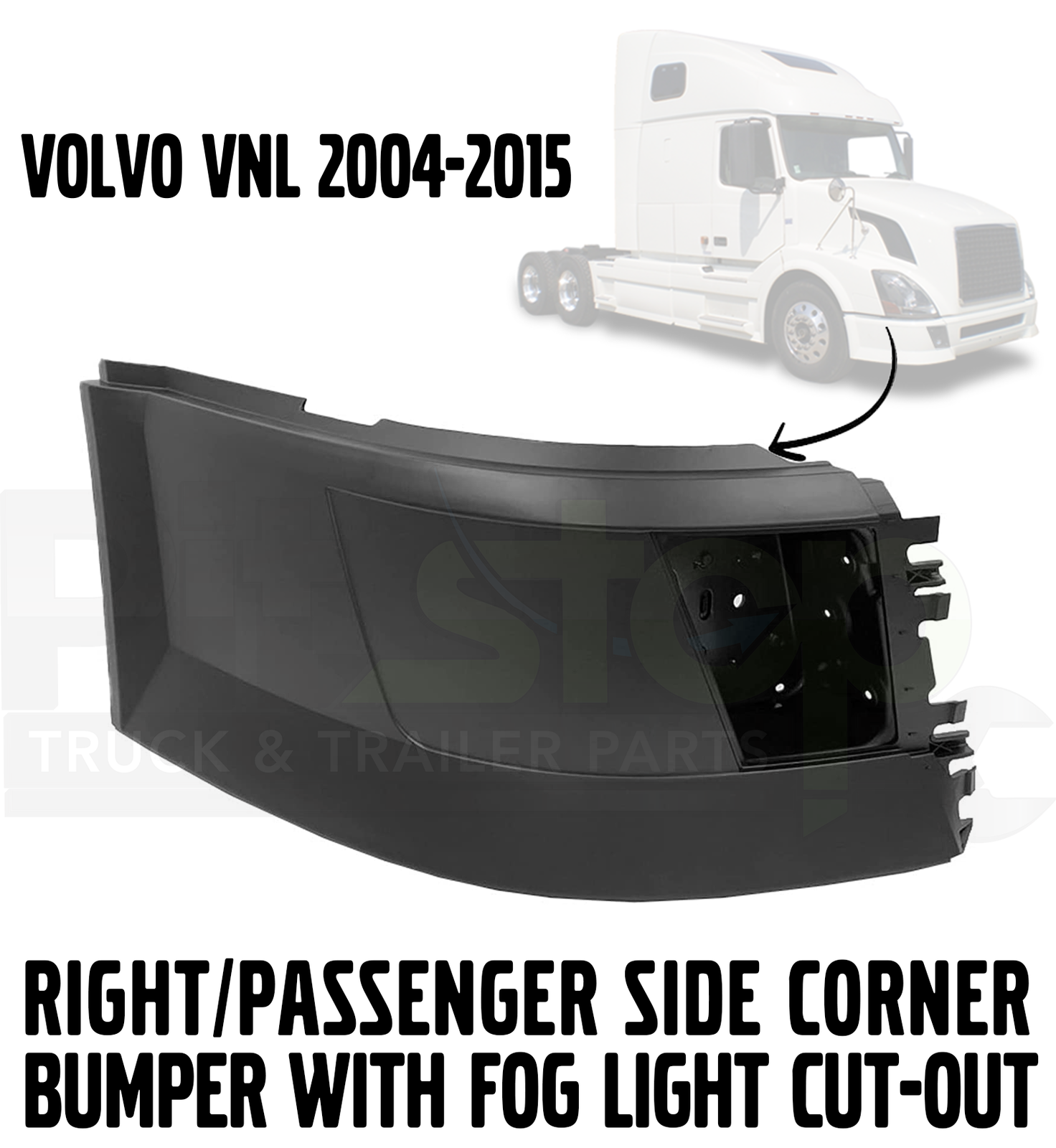 VOLVO VNL 04-15 Bumper Corner With Foglight Painted White 82721512 ...