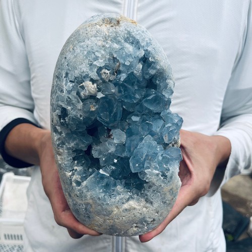 7.9LB Large Natural Blue Celestite Crystal Geode Quartz Cluster Mineral ...