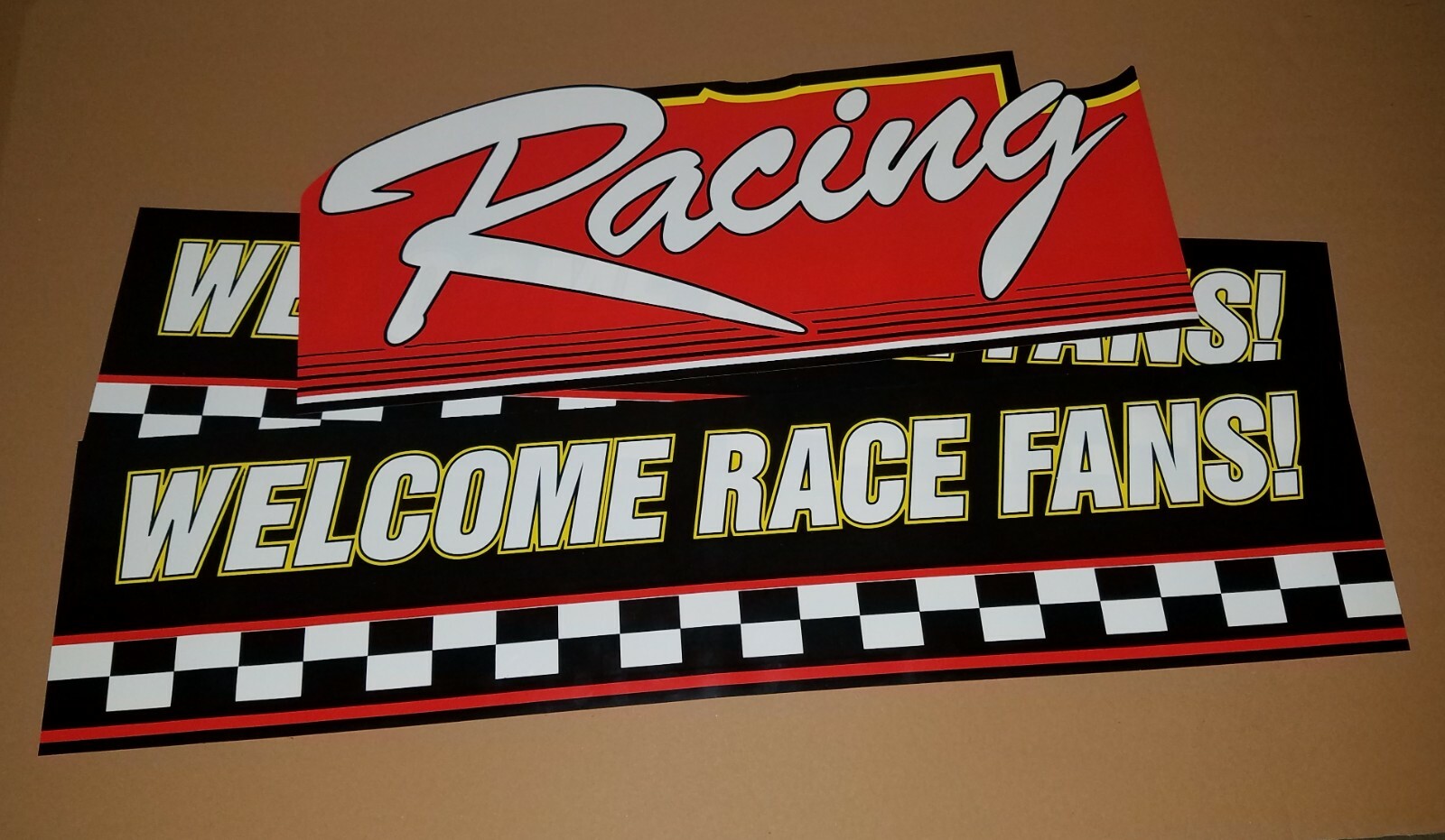 Welcome Race Fans Banner Kit (3 Pieces) Hang in Your Man Cave or Garage ...