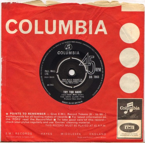 THE DAVE CLARK FIVE "TRY TO HARD" SP 1966 COLUMBIA 7863 | eBay