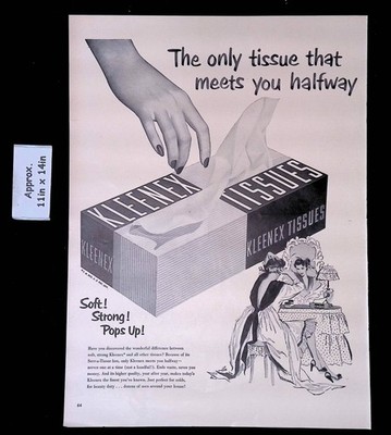 1953 KLEENEX TISSUE The Only Tissue That Meets You Halfway Print Ad ...