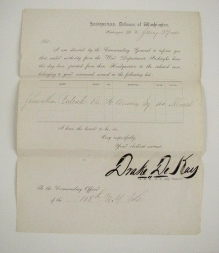 CIVIL WAR 108TH NEW YORK SOLDIER'S DEATH DRAKE DEKAY SIGNED | eBay