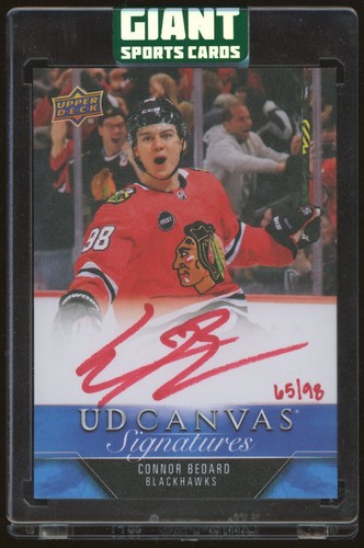 2023-24 Clear Cut UD Canvas Signatures Connor Bedard Rookie RED INK ...