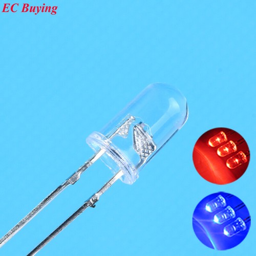 50pcs 5mm Flashing Red/Blue Bi-Color Flash LED Diodes 10000mcd Blinking ...