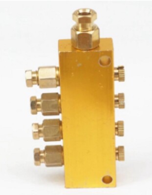 Brass 4 Way Adjustable Lube Oil Grease Distributor Valve Manifold Block ...