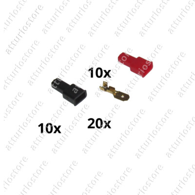 20x Terminals Faston Male 6,3 x 0,5mm +10 Caps Red +10 Black | eBay
