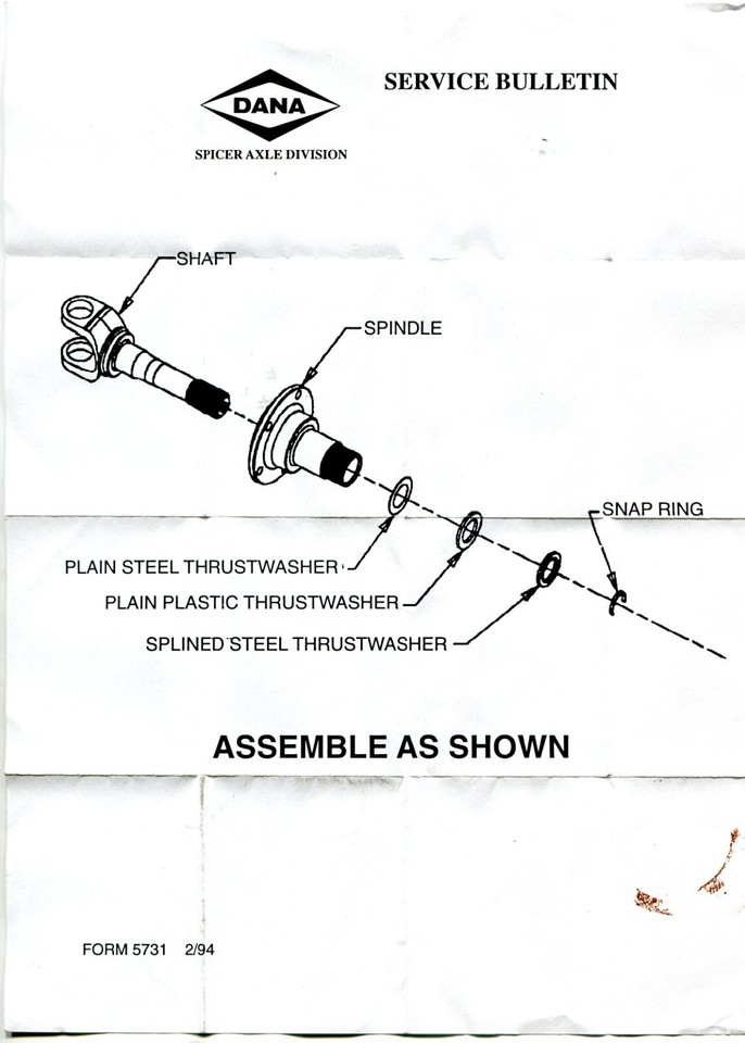 1990-1997 Ford Ranger Explorer 4X4 Front Axle Thrust Washer Package Kit ...