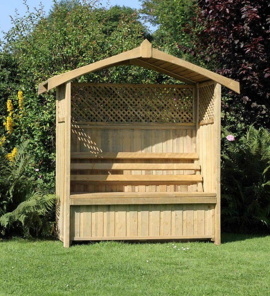 Garden Arbour Seat Pergola Trellis Wood Arch Bench Corner Storage Patio ...