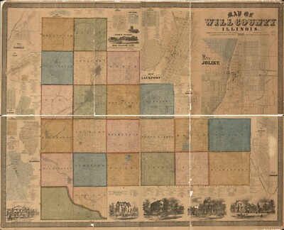 20" x 24" 1862 Map of Will County Illinois | eBay