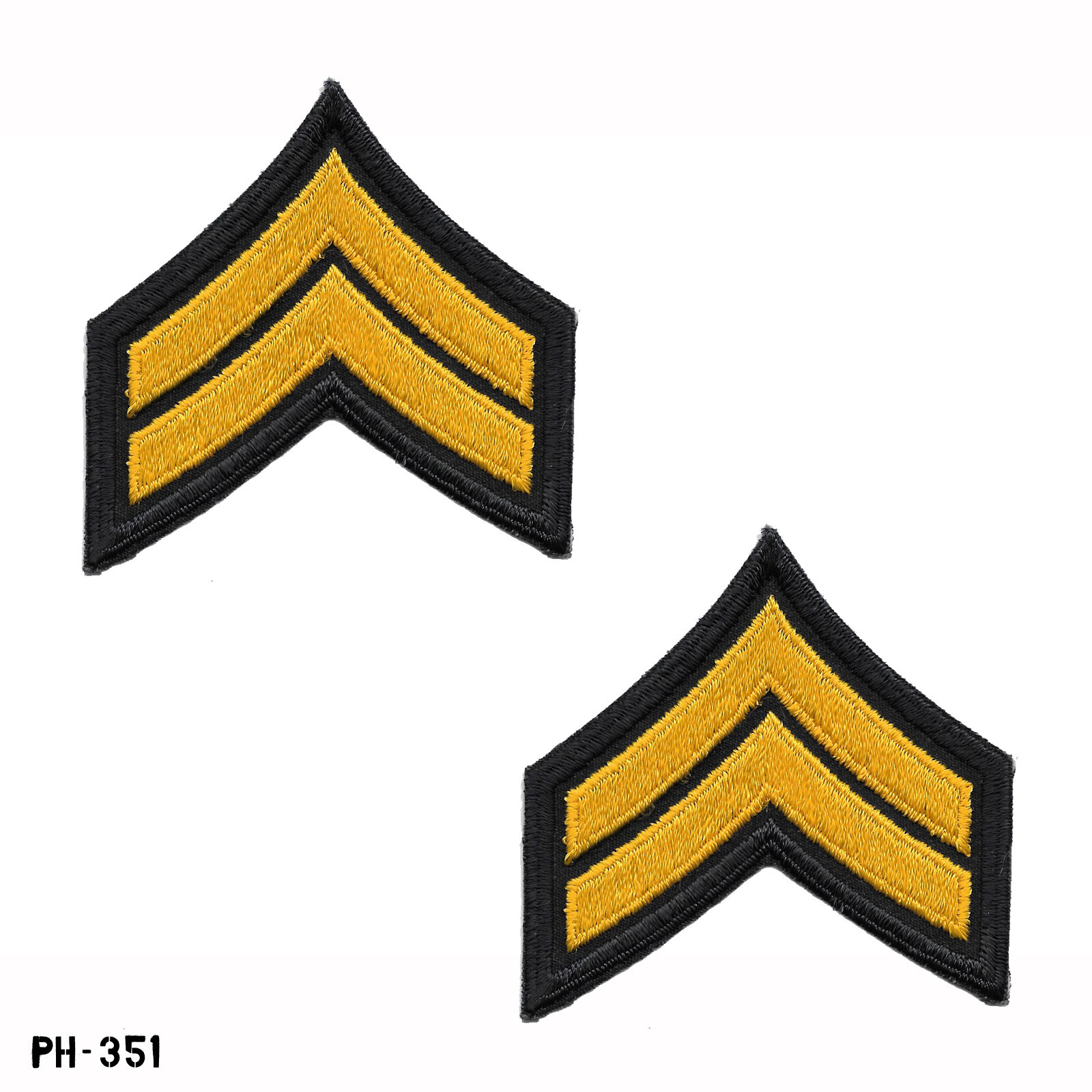 PAIR Police Security Corporal Chevron Sleeve Patches Black/Yellow NOS ...