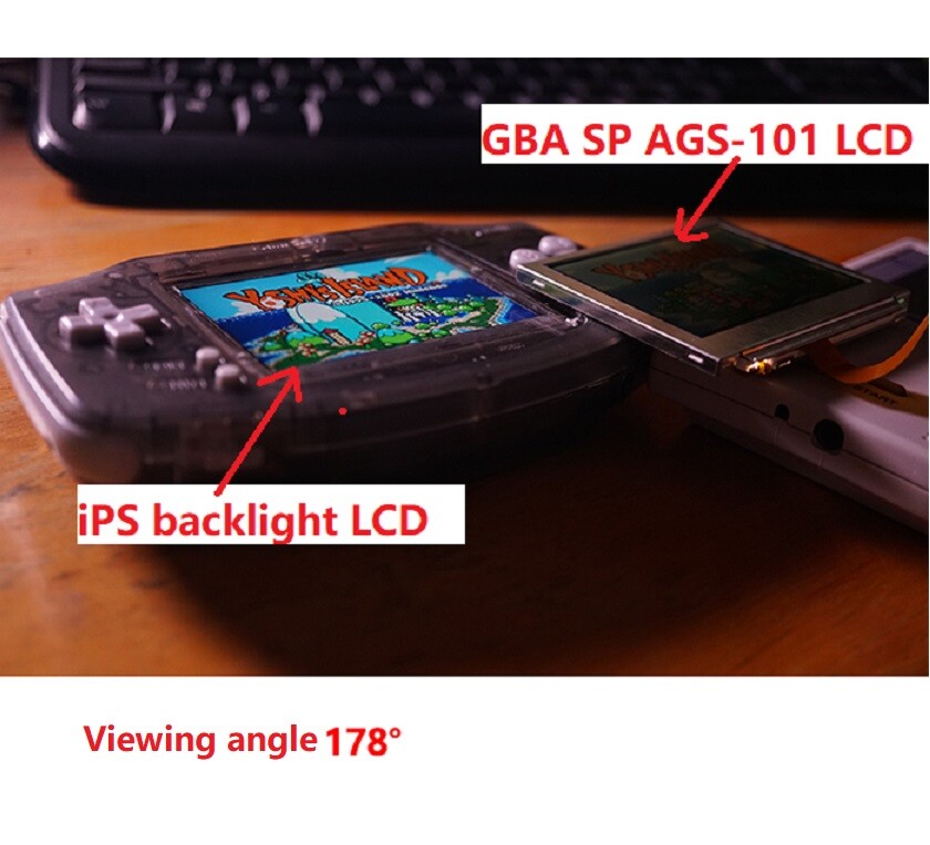 10 Levels Brightness V2 IPS Backlight Backlit LCD For Game Boy Advance ...