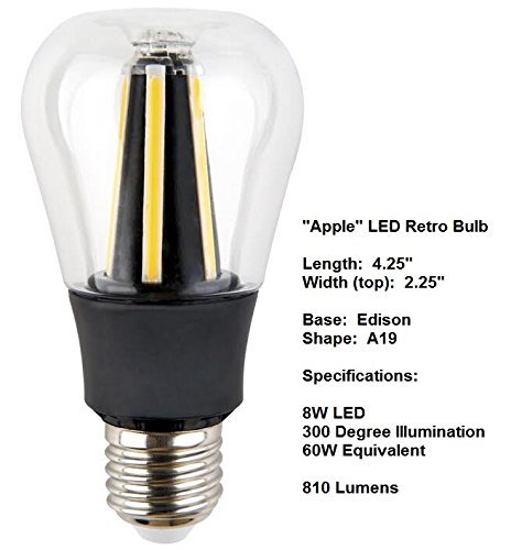 Retro Style Dimmable LED A19 Light Bulb 60W Equivalent, UL Listed, LED ...