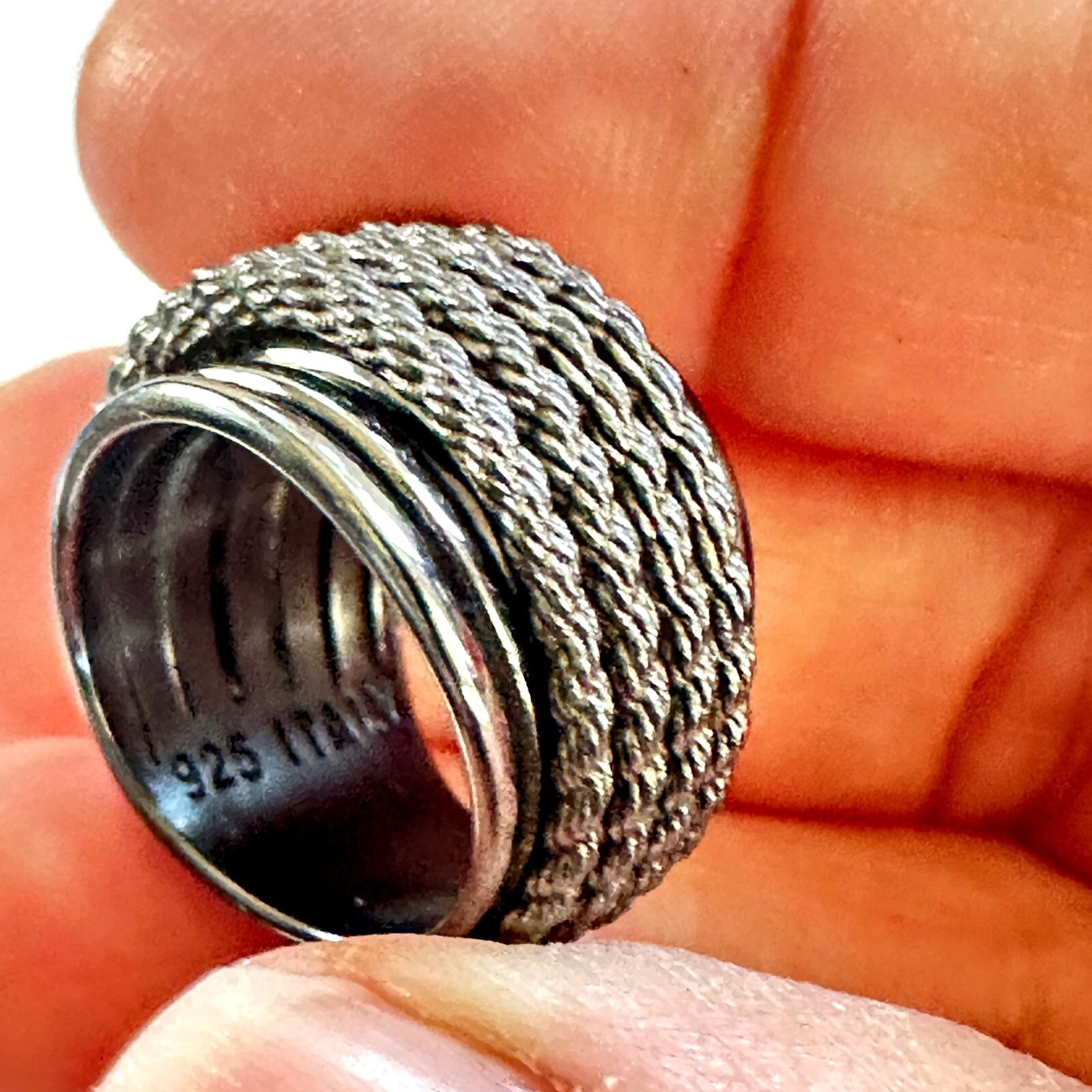 Judith Ripka Womens Ring Dark Sterling Silver Wide Ba… - Gem