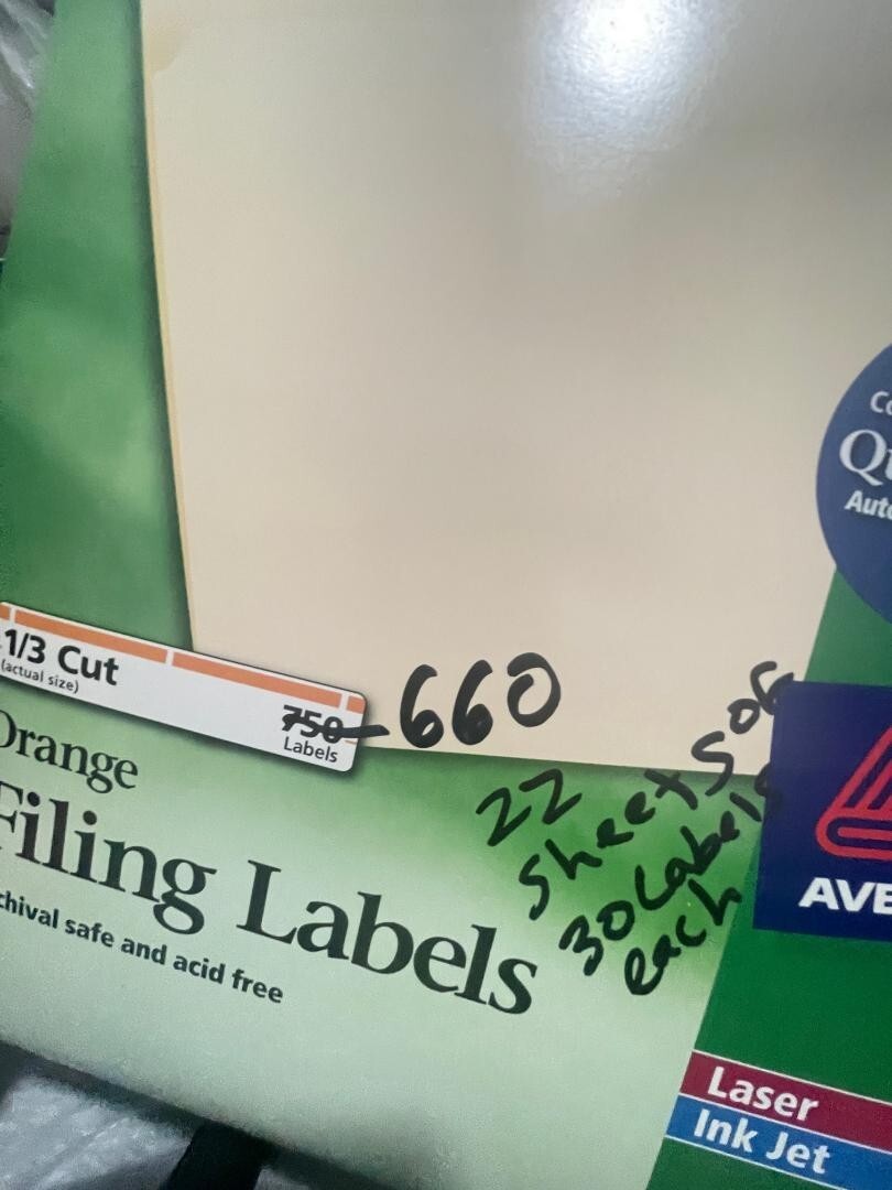 AVERY 5166 ADHESIVE INKJET FILE FOLDER LABELS ORANGE BORDER 660 LABELS ...
