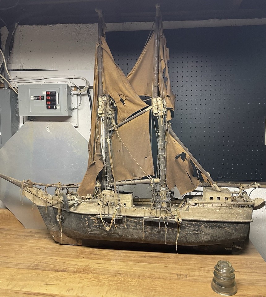 Antique Ship Model Boat Gigantic 1800s Folk Art | eBay