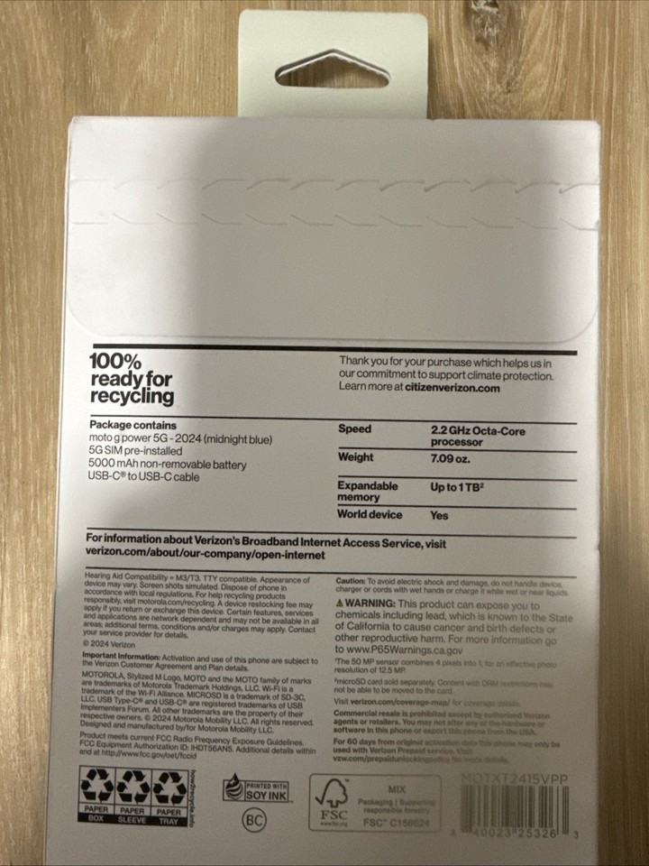 Verizon Prepaid Moto G Power 5G, 128GB, 6.7” Display, 50MP Camera ...