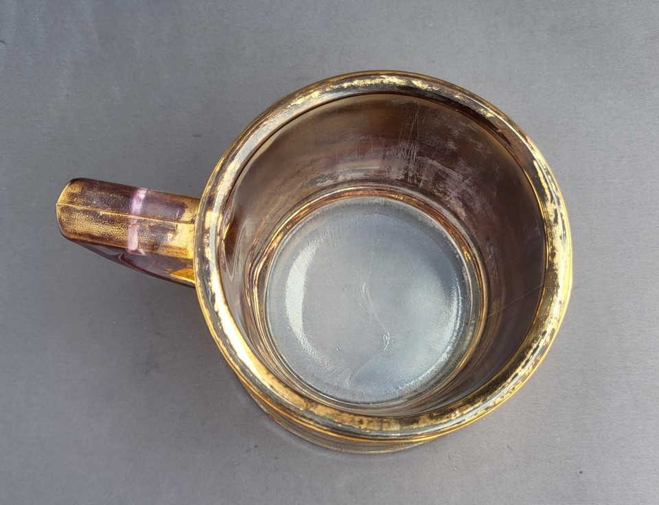 Vintage Gold Painted Iridescent Glass Shaving Mug | eBay
