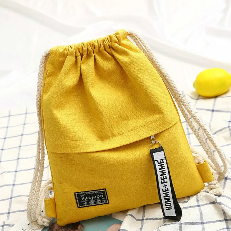 School Backpack Canvas Drawstring Pack Drawstring Gym Bag Casual String ...