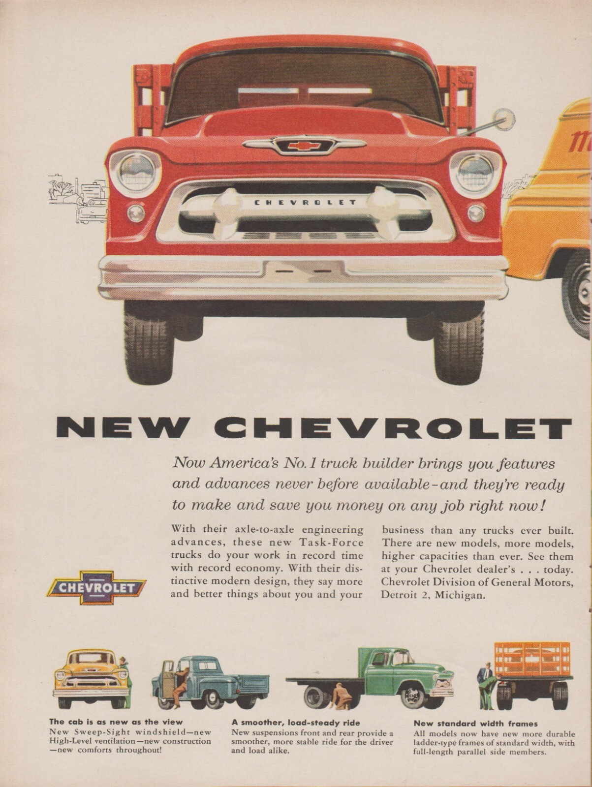 1955 Chevy Task-Force Work Trucks - Panel, Flatbed, Stake Rack - 2 Page ...