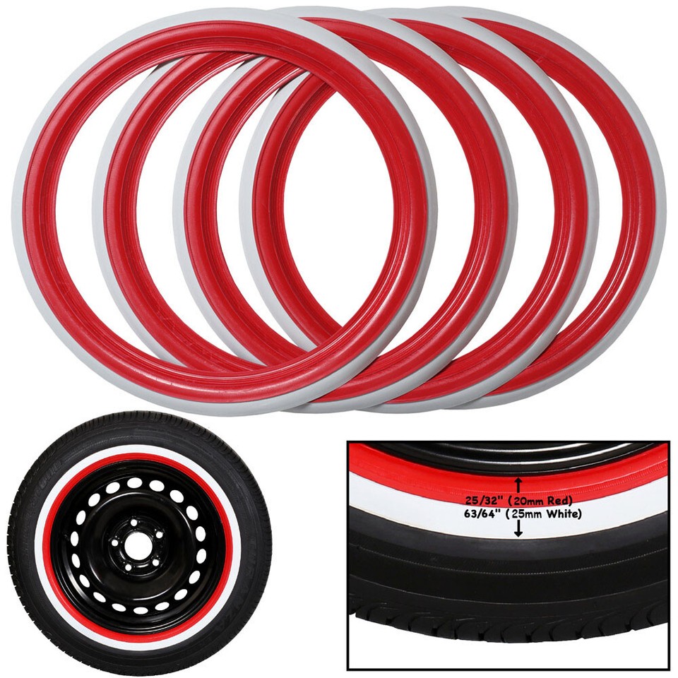 16'' Rims White Red Wall Portawall Tire insert trim set of 4 Topper ...
