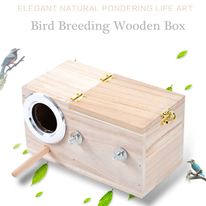 Wooden Bird Breeding Nest Box For Bird Parakeet Budgie Cockatiel ...
