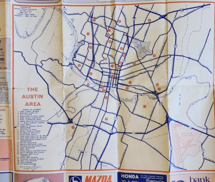 Vintage 1972 Bergstrom Air Force Base Welcome Brochure Map Austin Texas ...