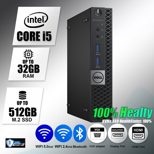 DELL Micro Desktop Computer PC i5, Up to 32GB RAM 512GB SSD, Windows 10 ...
