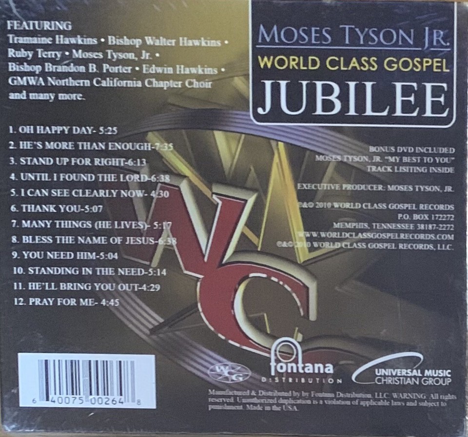 Moses Tyson Jr. World Class Gospel Music Jubilee [CD and DVD] [Digipak ...