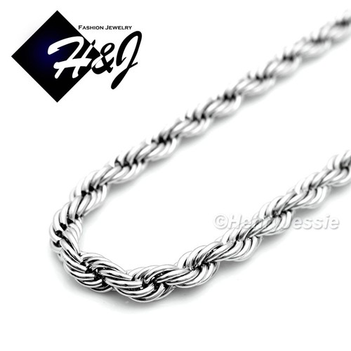18"20"24"30"MEN's Stainless Steel 5mm Silver Smooth Rope Chain Necklace ...