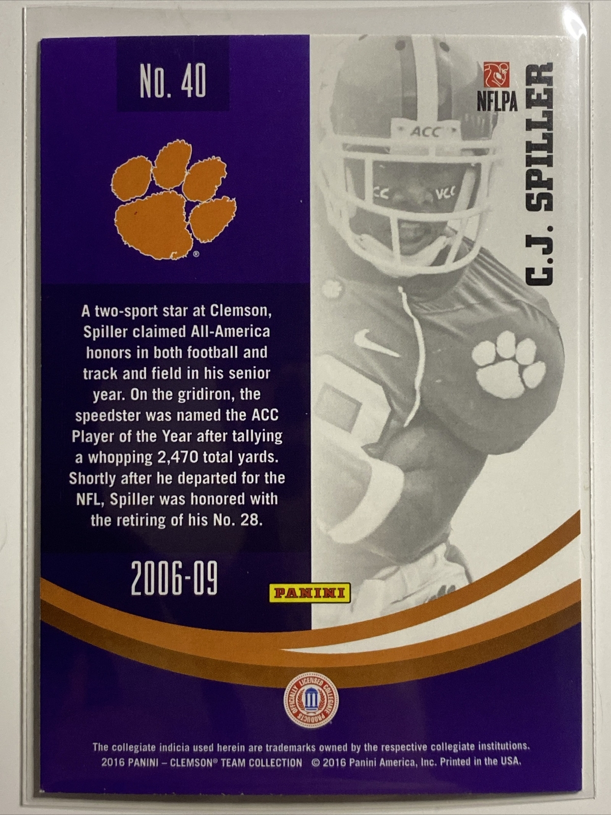2016 Panini Clemson Tigers CJ Spiller #40 | eBay