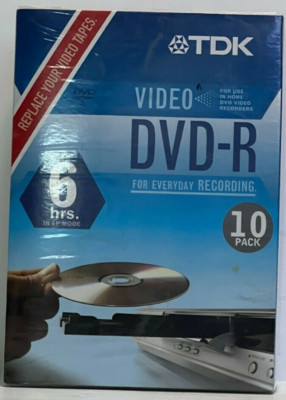 TDK DVD-R 10-Pack Video Recording Discs w/ 10 Clear Tall Cases - NEW IN ...