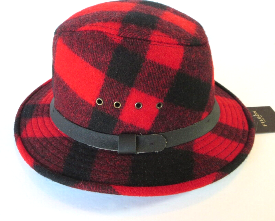 Filson Wool Packer Hat (L) Red/Black Mens NEW Fedora Made USA 7 1/4 - 7 ...