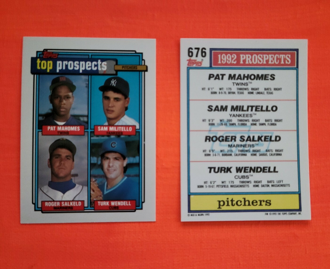 1992 Topps - Top Prospects #676 Turk Wendell, Pat Mahomes, Roger ...