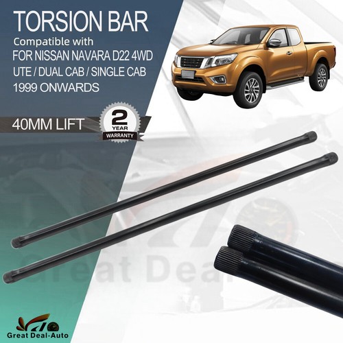 Fits Nissan Navara D22 4WD Front Torsion Bars Increased Rate 2" 0-40mm ...