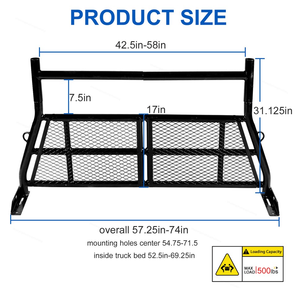 Universal Pickup Headache Rack Adjustable Steel Truck Rack Window ...