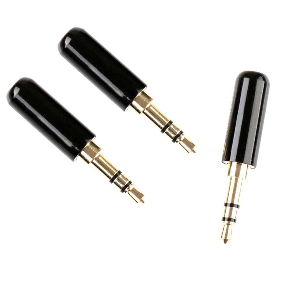 3Pcs 3.5mm Gold Plated Copper Male Stereo Mini Jack Plug Soldering ...