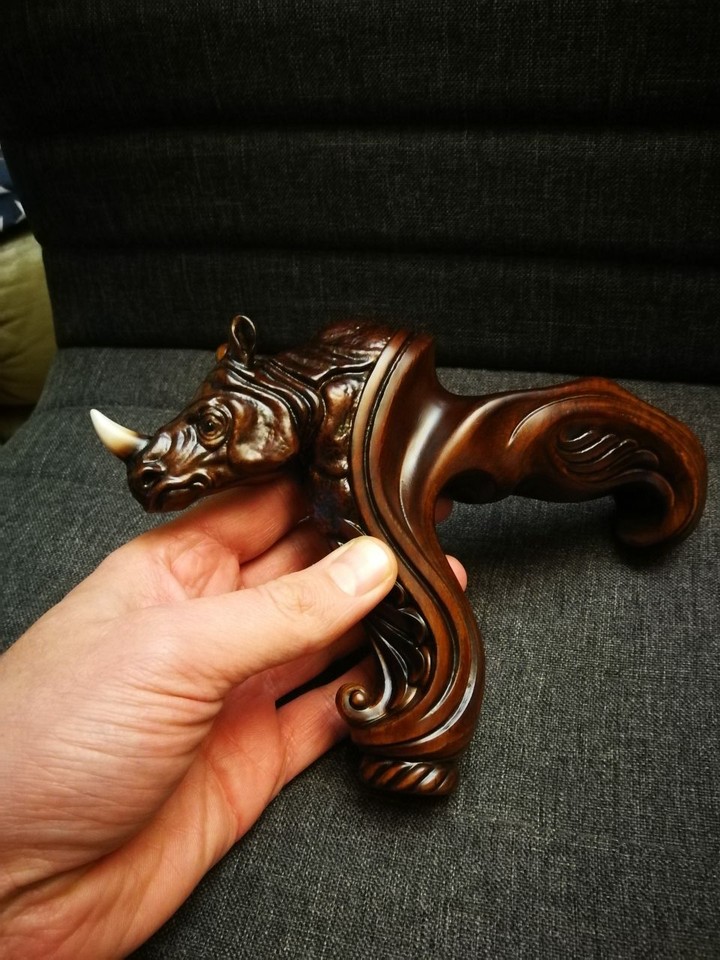 Original GC-Artis Wooden Rhino Walking Stick Cane Ergonomic Palm Grip ...