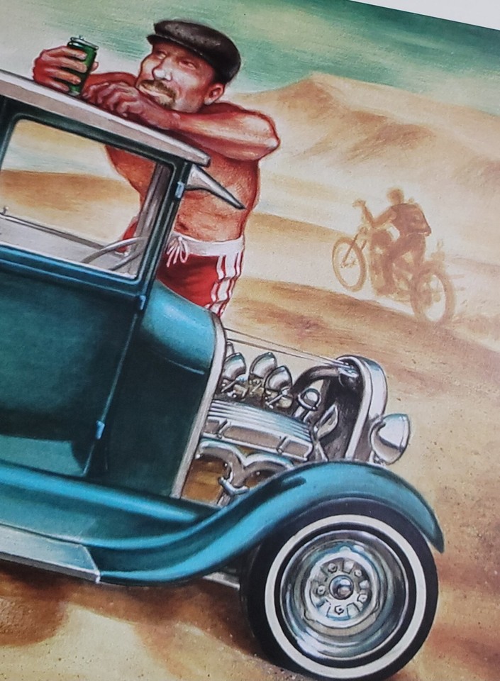Signed Keith WEESNER poster print vtg 1928 1929 Ford Hot Rod pickup ...
