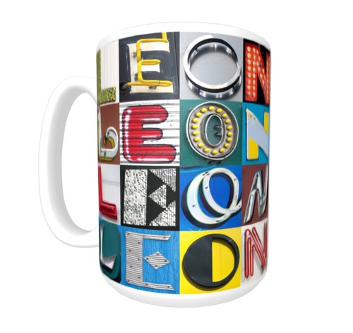 LEON Coffee Mug / Cup featuring the name in photos of sign letters | eBay